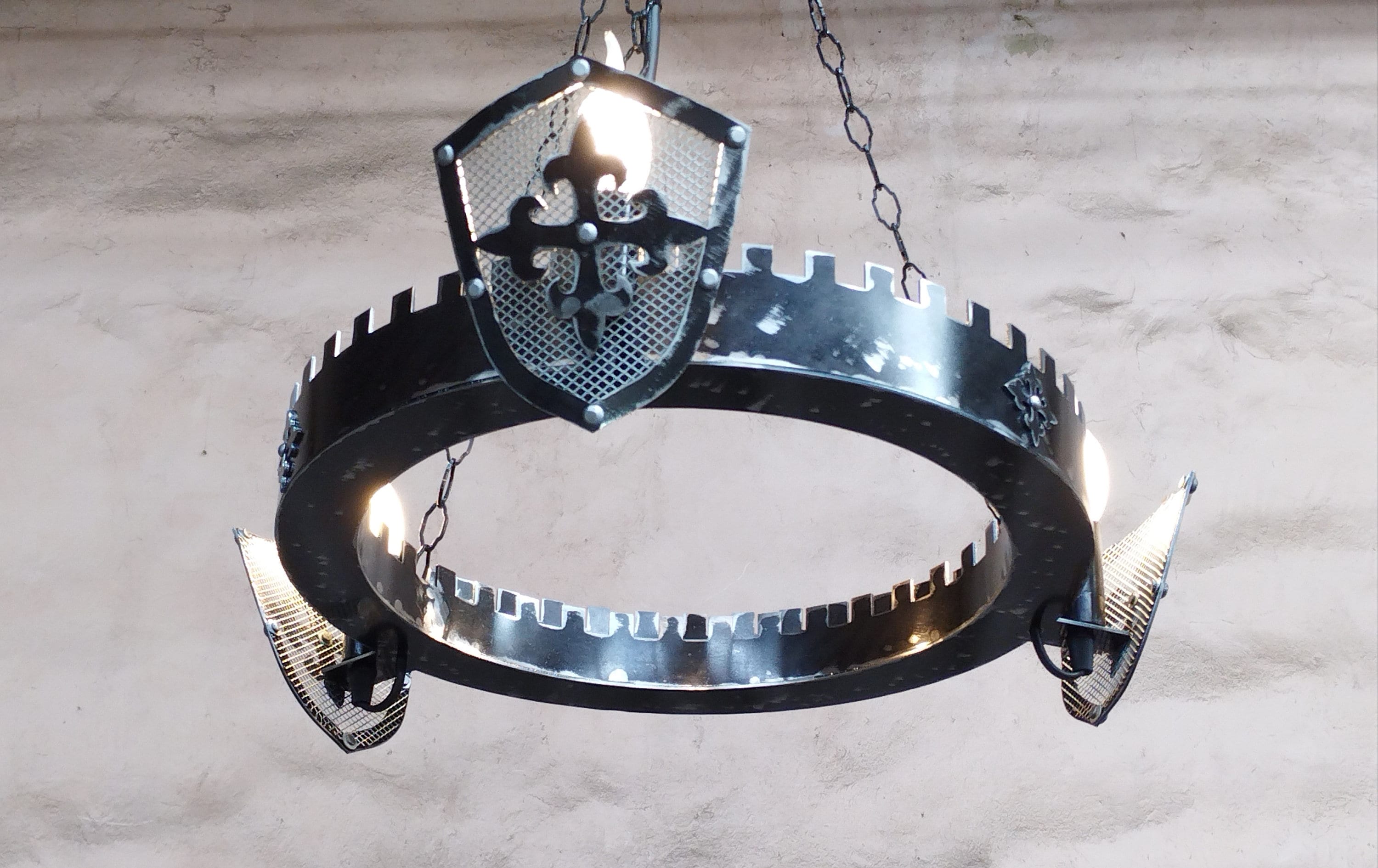 Medieval Iron Chandelier: Rustic Castle Lighting, 3-light - Etsy