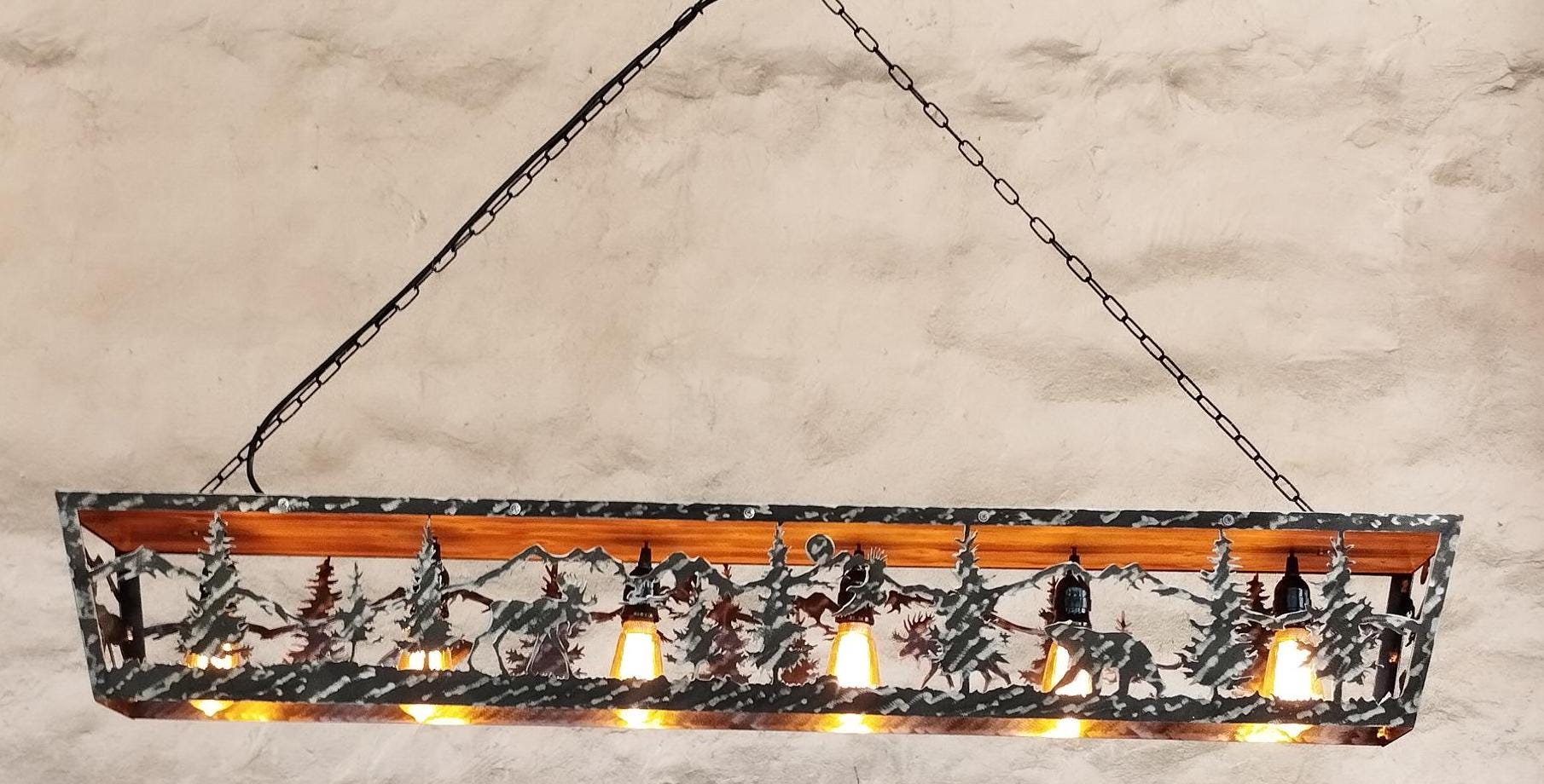 Cabin Ceiling Light, Moose and Bear, Pendant Lighting Fixture, Cabin ...