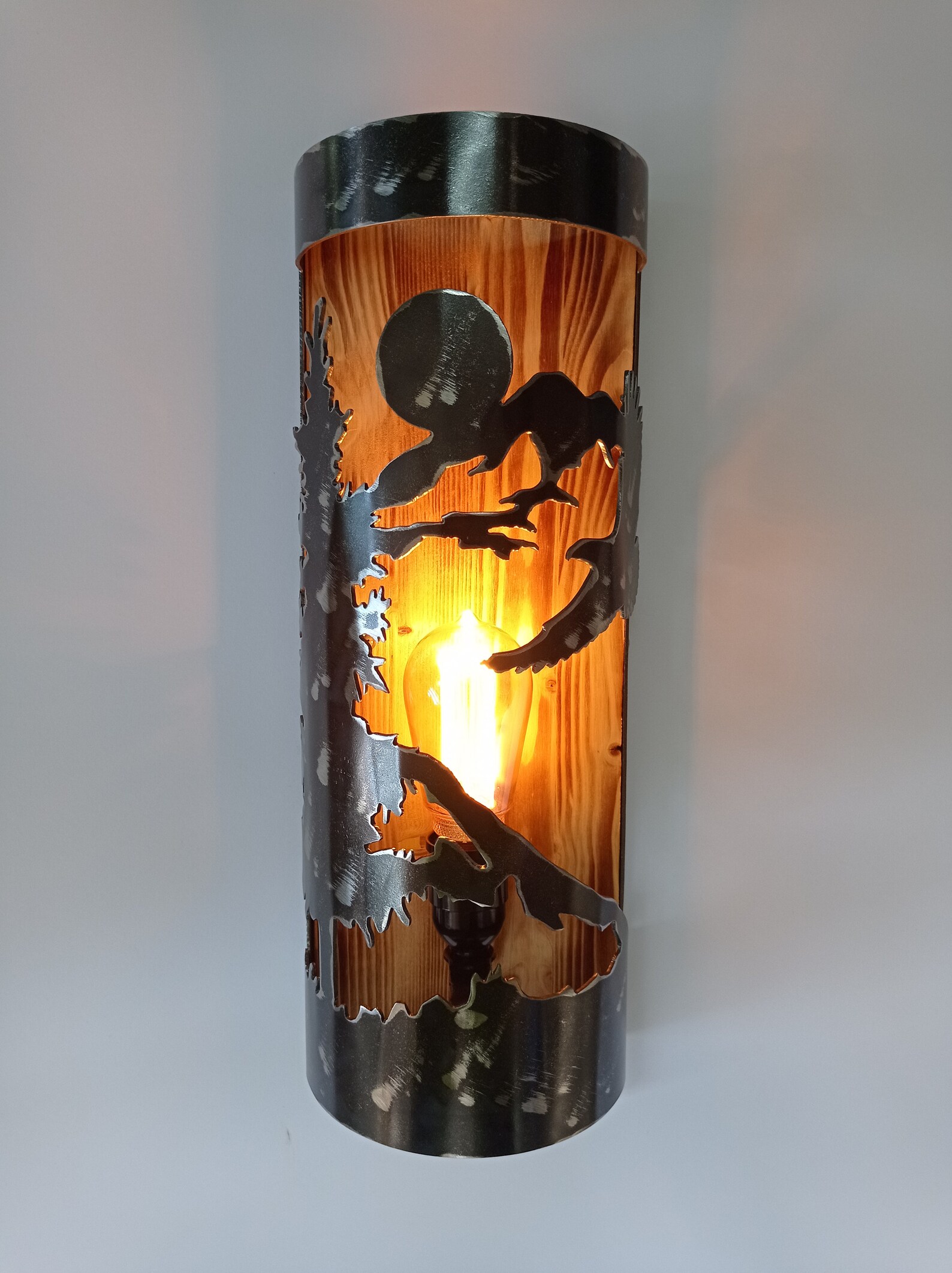 Rustic Wall Light - Eagle - Cabin Sconce - Log House Lighting - Lodge ...