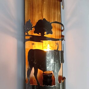 Rustic Wall Light - Longhorn - Cabin Sconce - Log House Lighting ...