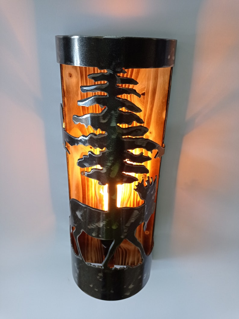 Rustic Wall Light - Moose - Cabin Sconce - Log House Lighting - Lodge ...