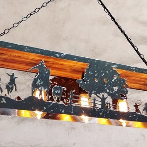 Western Ceiling Lights. Rustic Light Fixture. Cowboys and Cattle - Etsy