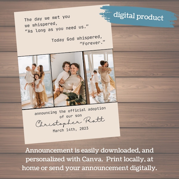Adoption Card - Etsy