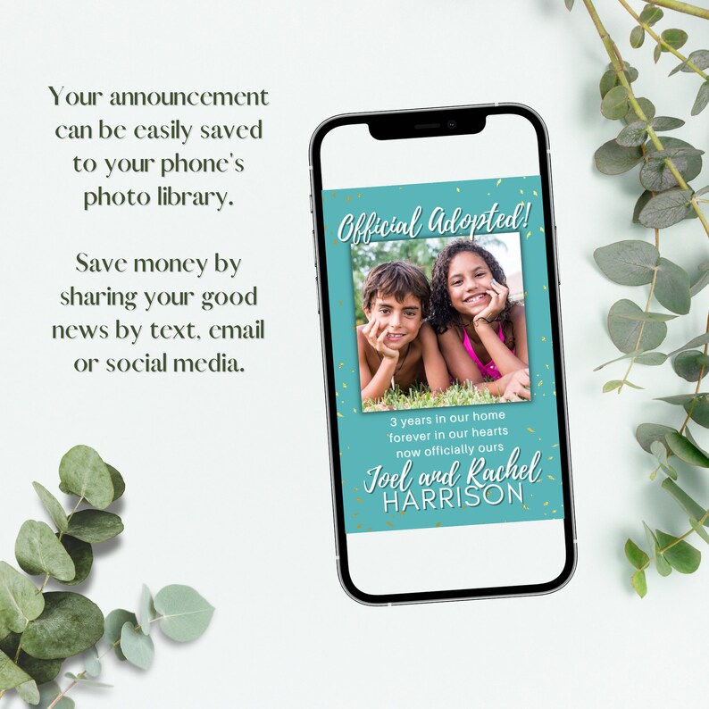 Adoption Announcement, Officially Adopted 5x7 Editable Canva Photo Card ...