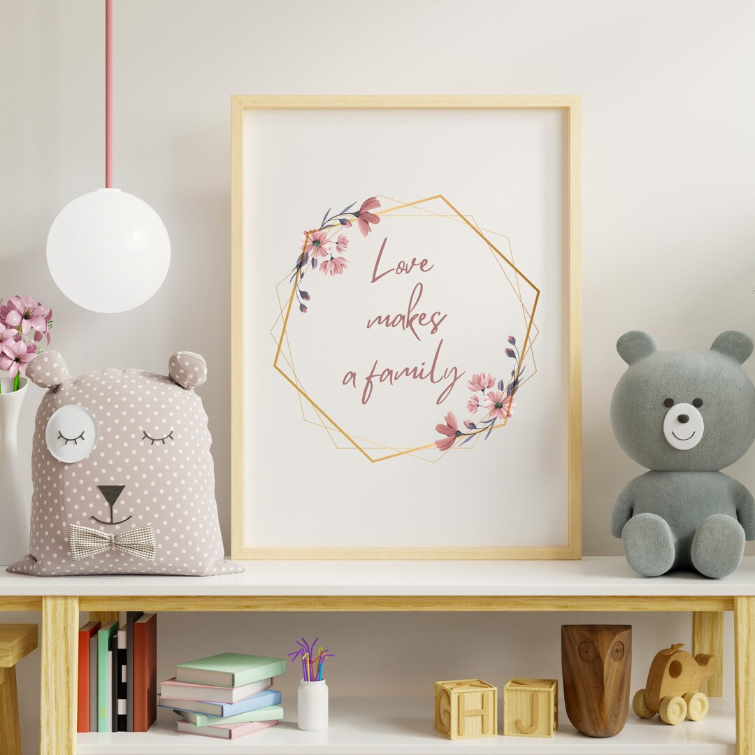 Love Makes A Family Printable Wall Art, Adoption Quote, Adoption Gift ...