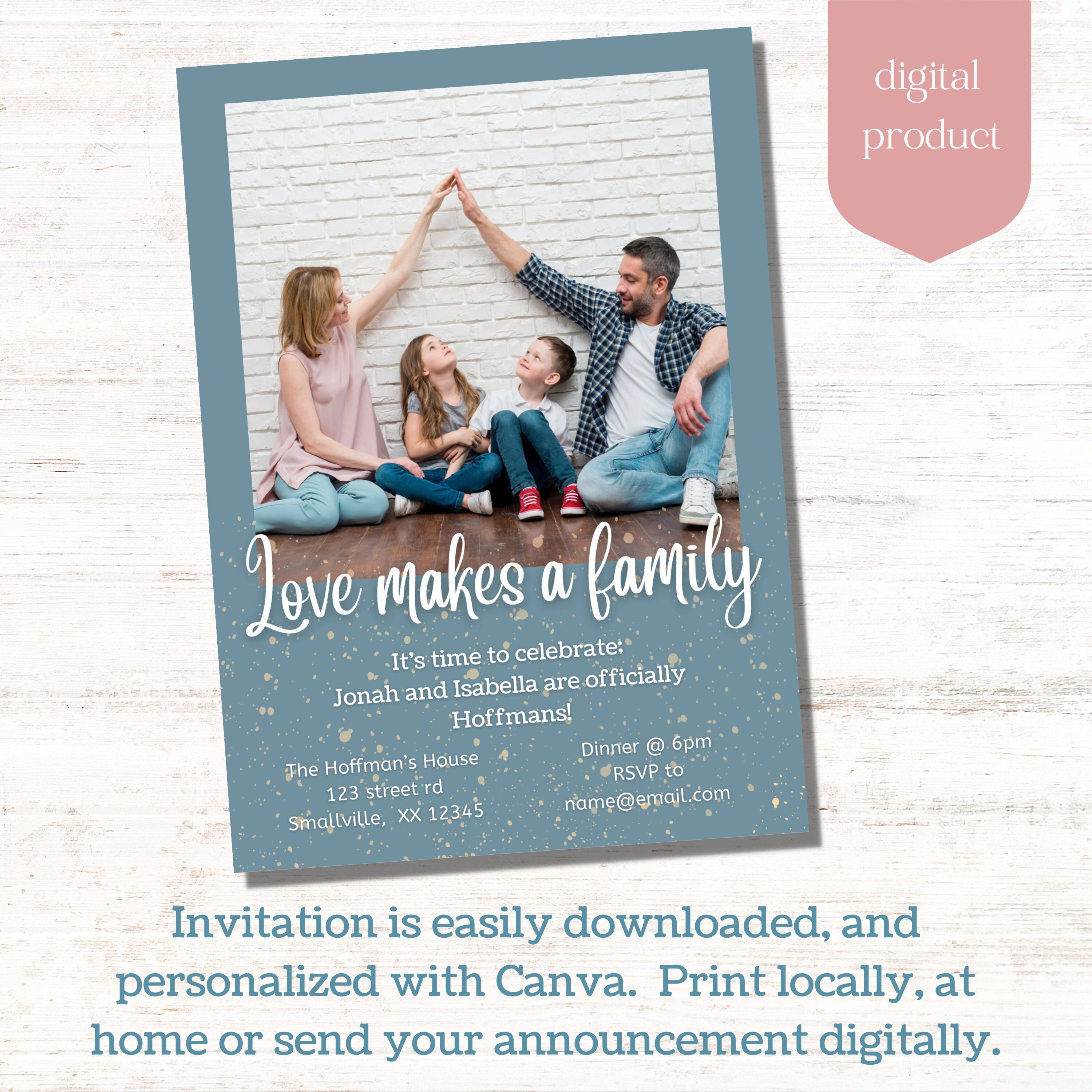 Adoption Celebration Invitation, Love Makes a Family, 5x7 Photo Card ...