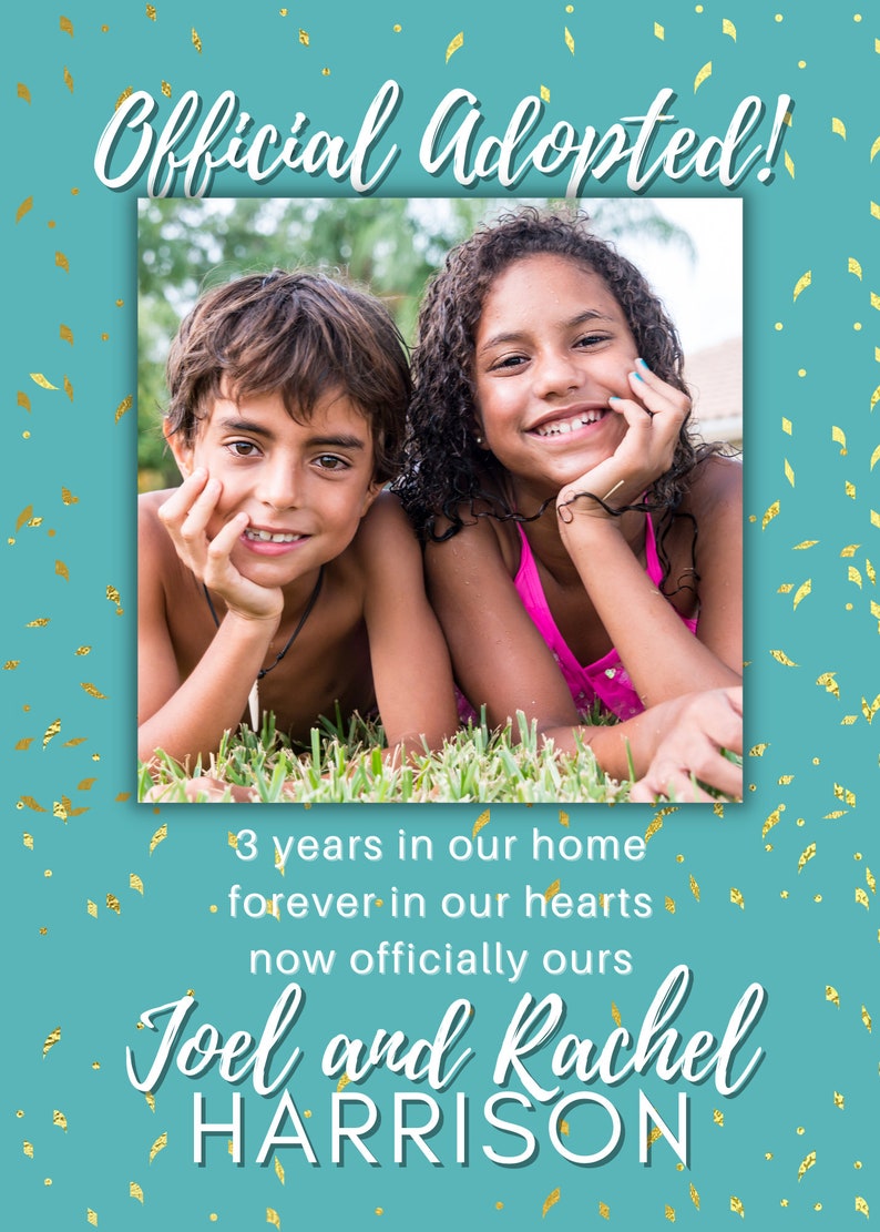 Adoption Announcement, Officially Adopted 5x7 Editable Canva Photo Card ...