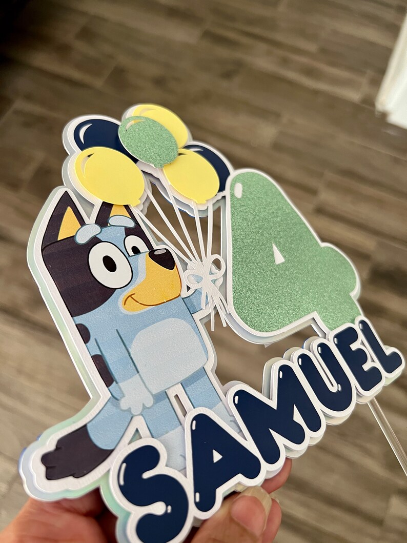 Personalized Bluey Inspired Cake Topper Perfect for Bluey - Etsy