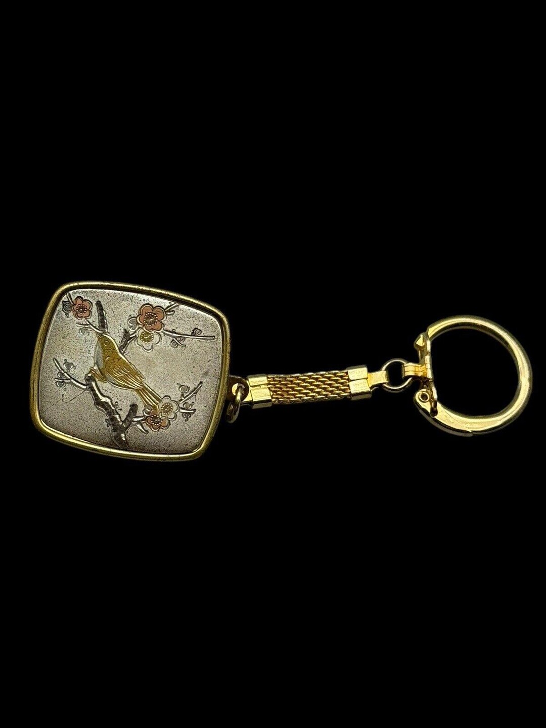 Vintage Sankyo Japan Music Box Keychain Bird Flowers Gold Tone Rare ...