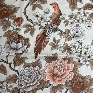 Vintage Cohama Birdsong Floral Fabric Vat Color Screen Print 54" X 56 ...