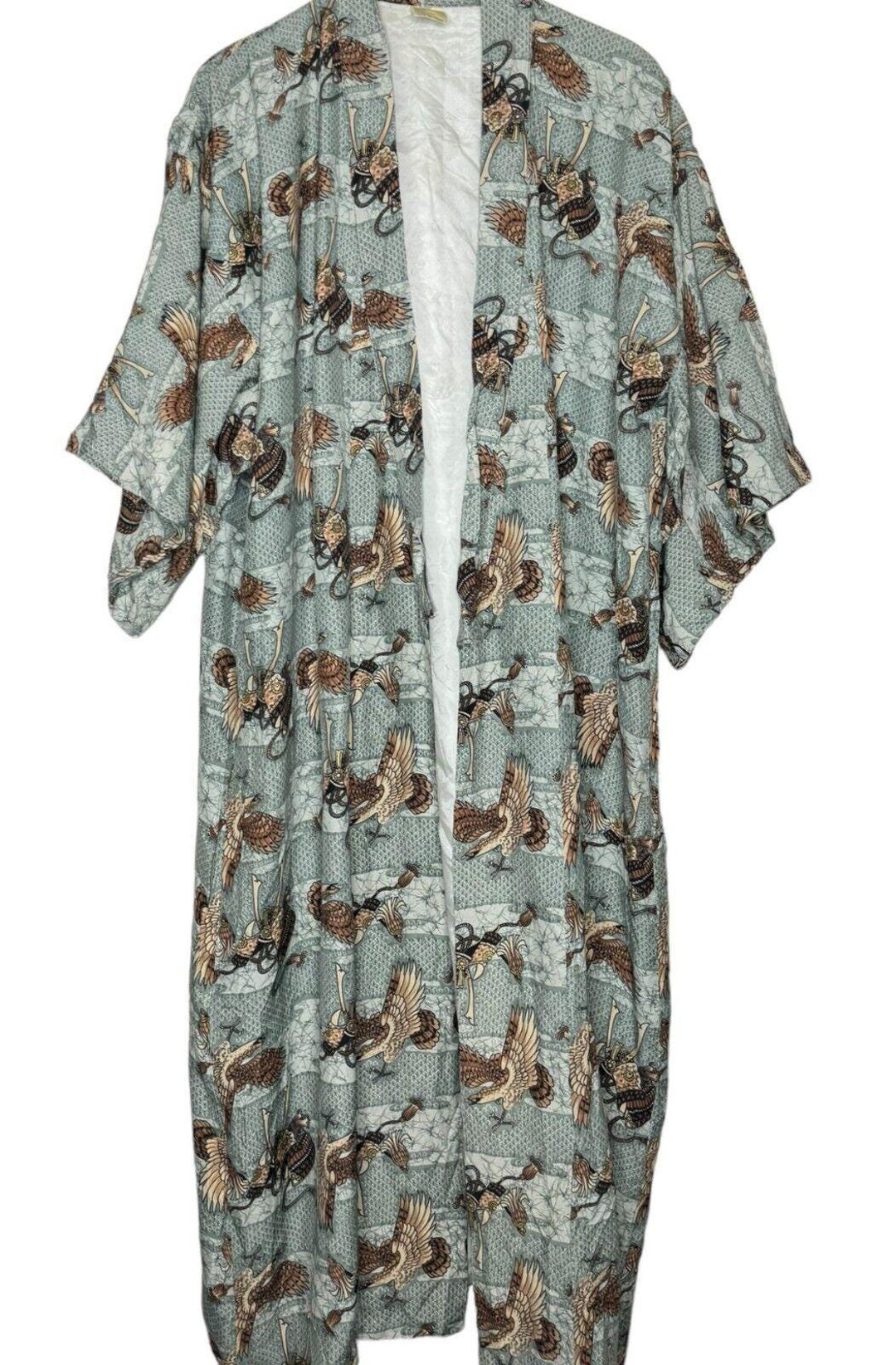 Vintage Japanese Kimono Samurai Warrior Armour Lined Robe Eagle Hawk 50 ...