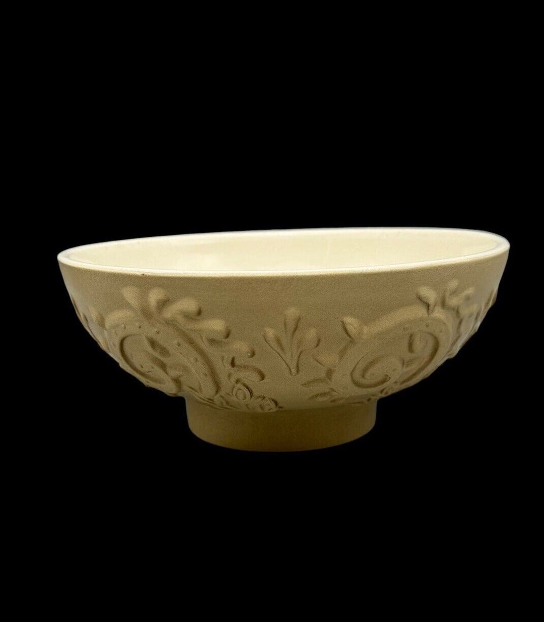 Vintage Haeger Pottery Bowl 8 Planter Leaf Swirl Mid Century off White ...