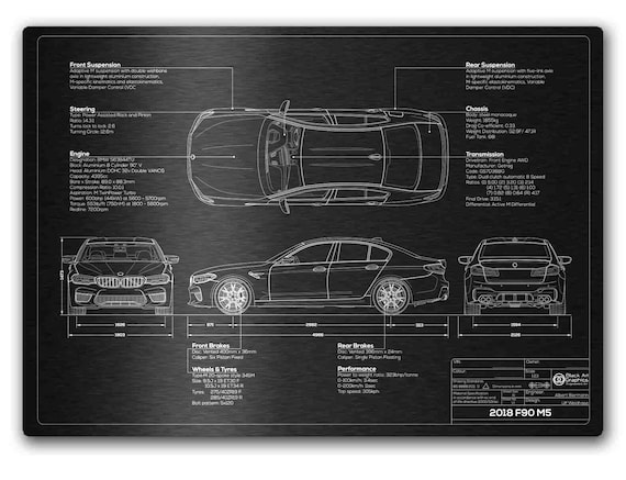 BMW M5 F90 Personalised Engraved Aluminium Blueprint - Etsy