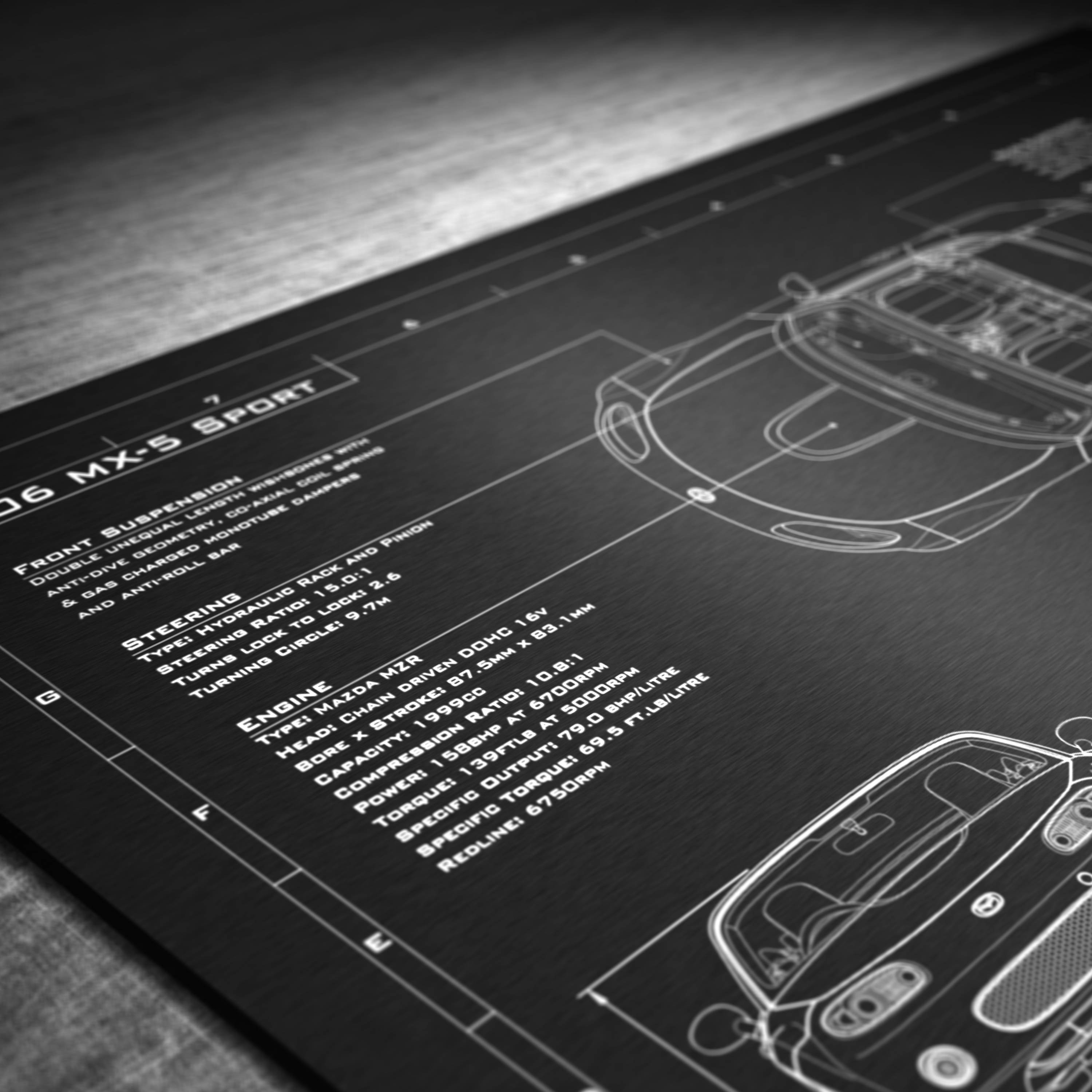 Mazda MX5 Miata Mk3 Personalised Engraved Aluminium Blueprint - Etsy