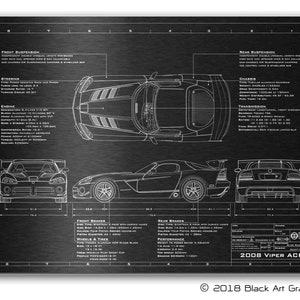 Dodge Viper ACR Personalised Engraved Aluminium Blueprint - Etsy