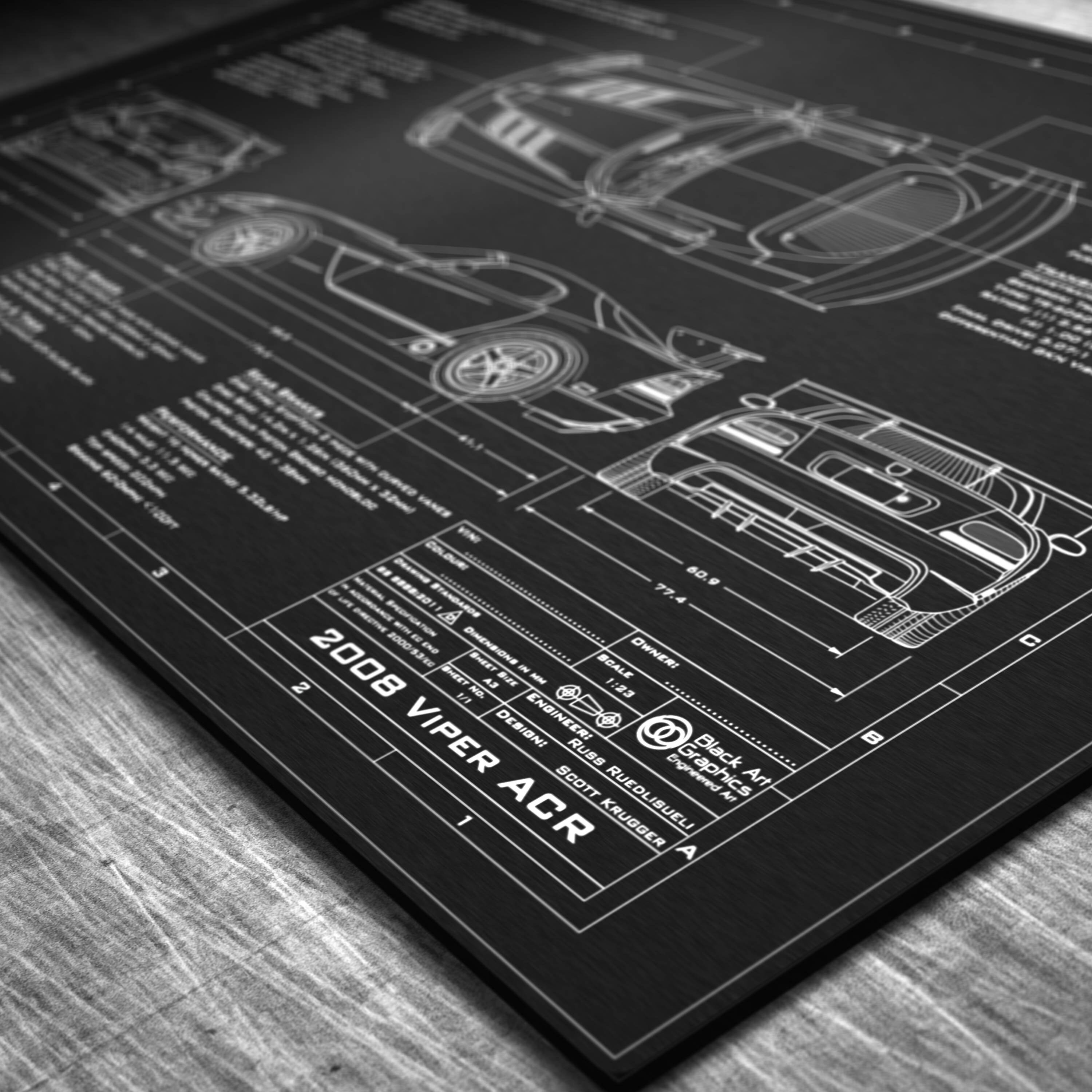 Dodge Viper ACR Personalised Engraved Aluminium Blueprint - Etsy
