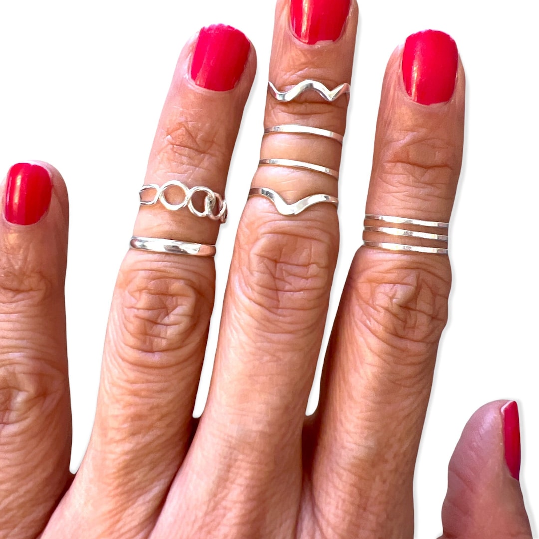 Sterling Silver Midi Rings, Stacking Knuckle Rings - Etsy