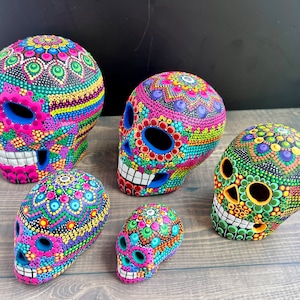 Hand-painted Clay Sugar Skull: Mexican Dia De Muertos Decor - Etsy