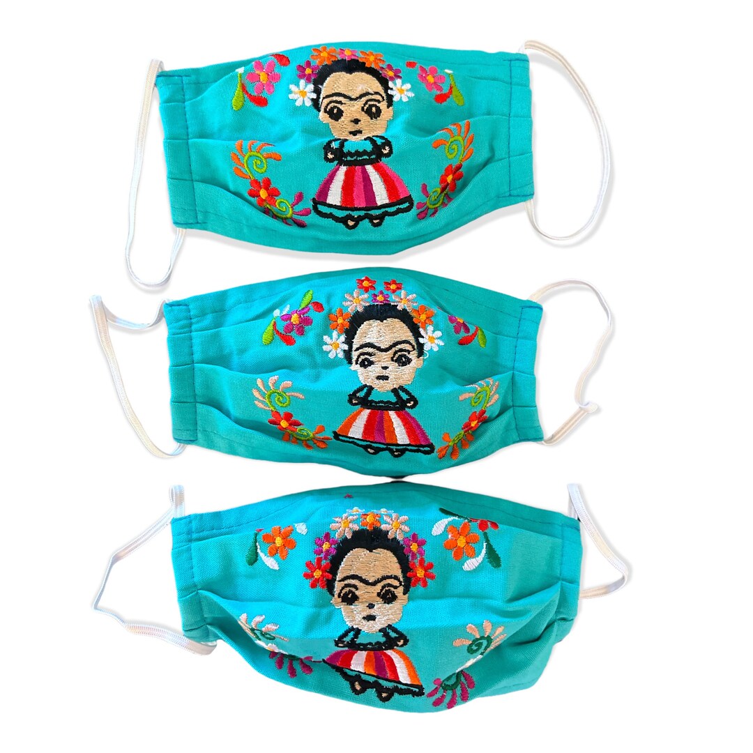 3 Masks Pack! Frida Kahlo Embroidered Cotton Masks. Lightweight, Super ...