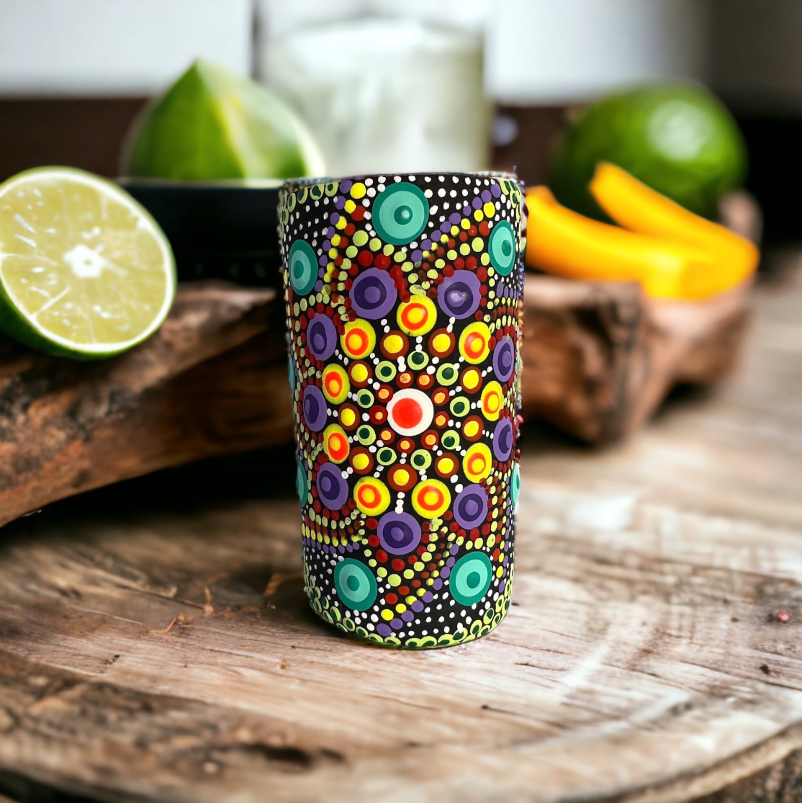 Hand-painted Mandala Shot Glasses: Mexican Dot Art Tequileros - Etsy