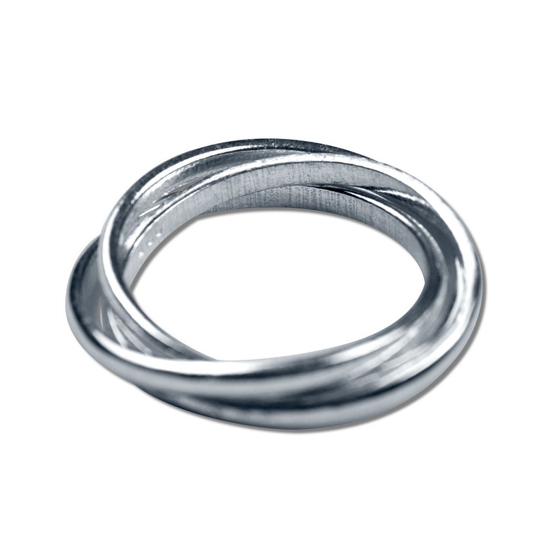 3 Interlocking Silver Bands Ring. Three Rings Together Ring. - Etsy