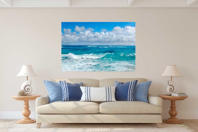 Ocean Wave Art , Large Metal Print, Ocean Seascape Metal Print, Coastal ...
