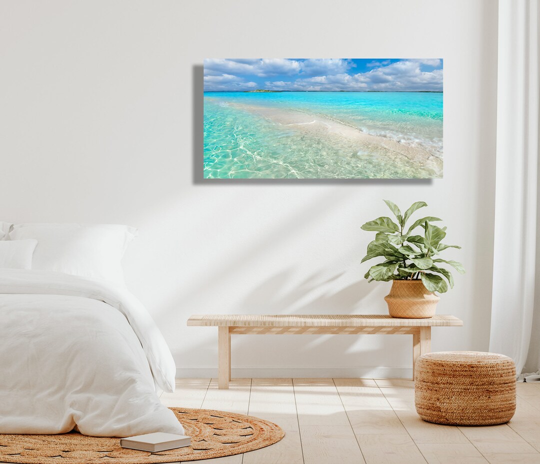 Exuma Sandbar Beach Panorama, Oversize Metal Print Ocean Art, Turquoise ...