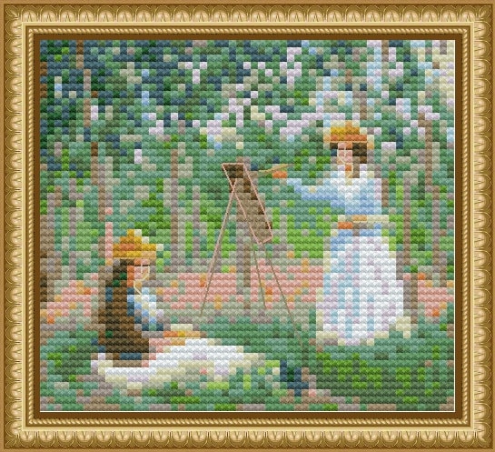 Mini Cross Stitch Pattern Monet in Woods Giverny Claude Monet Famous ...