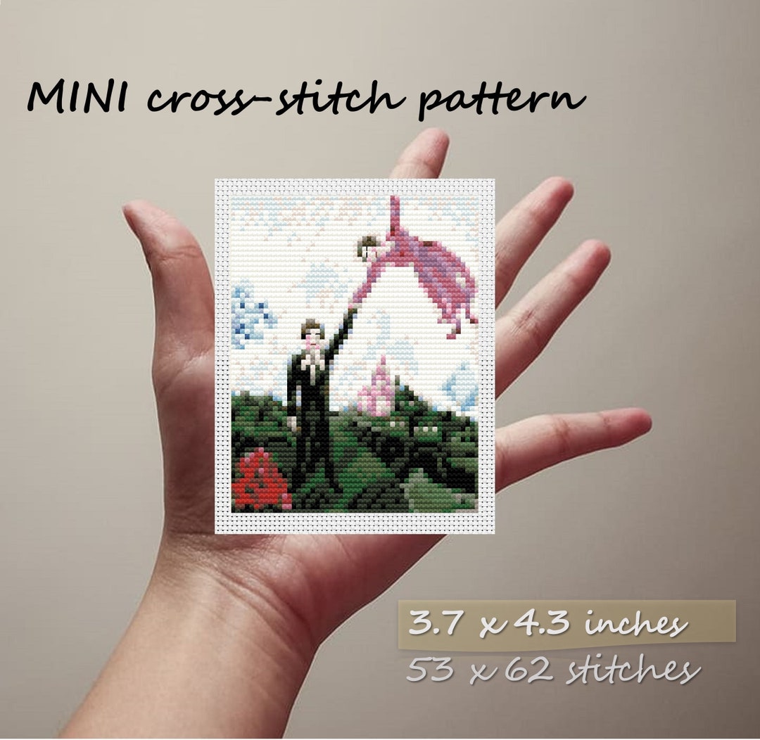 Mini Cross Stitch Pattern the Promenade by Marc Chagall Painting Tiny ...