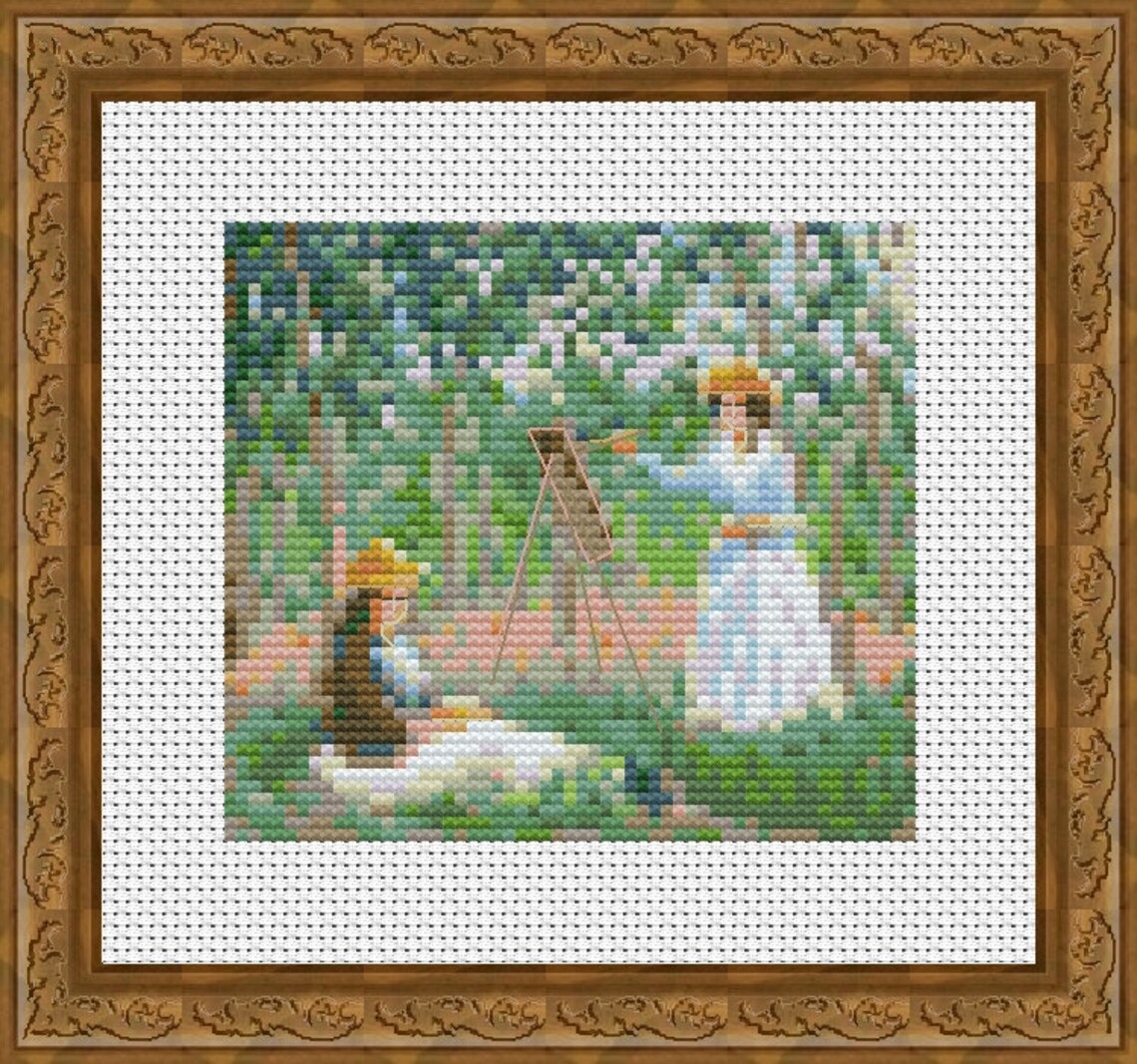 Mini Cross Stitch Pattern Monet in Woods Giverny Claude Monet Famous ...