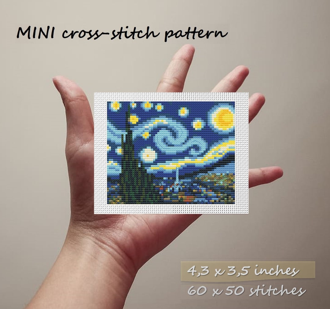 Van Gogh Mini Cross Stitch Pattern Vincent Van Gogh Painting Starry ...