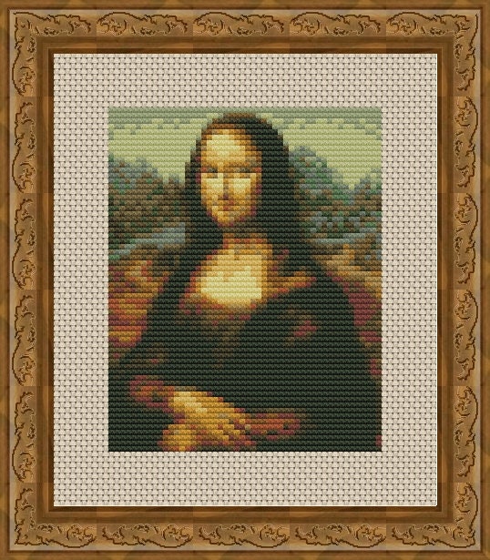 Mona Lisa Mini Cross Stitch Pattern Leonardo Da Vinci Painting Tiny ...