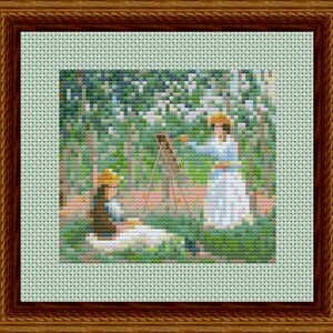Mini Cross Stitch Pattern Monet in Woods Giverny Claude Monet Famous ...