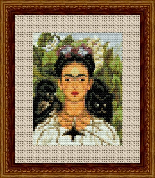 Frida Kahlo Mini Cross Stitch Pattern Frida Kahlo Self Portrait With ...