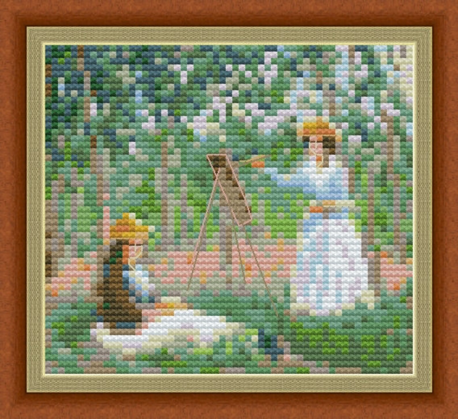 Mini Cross Stitch Pattern Monet in Woods Giverny Claude Monet Famous ...