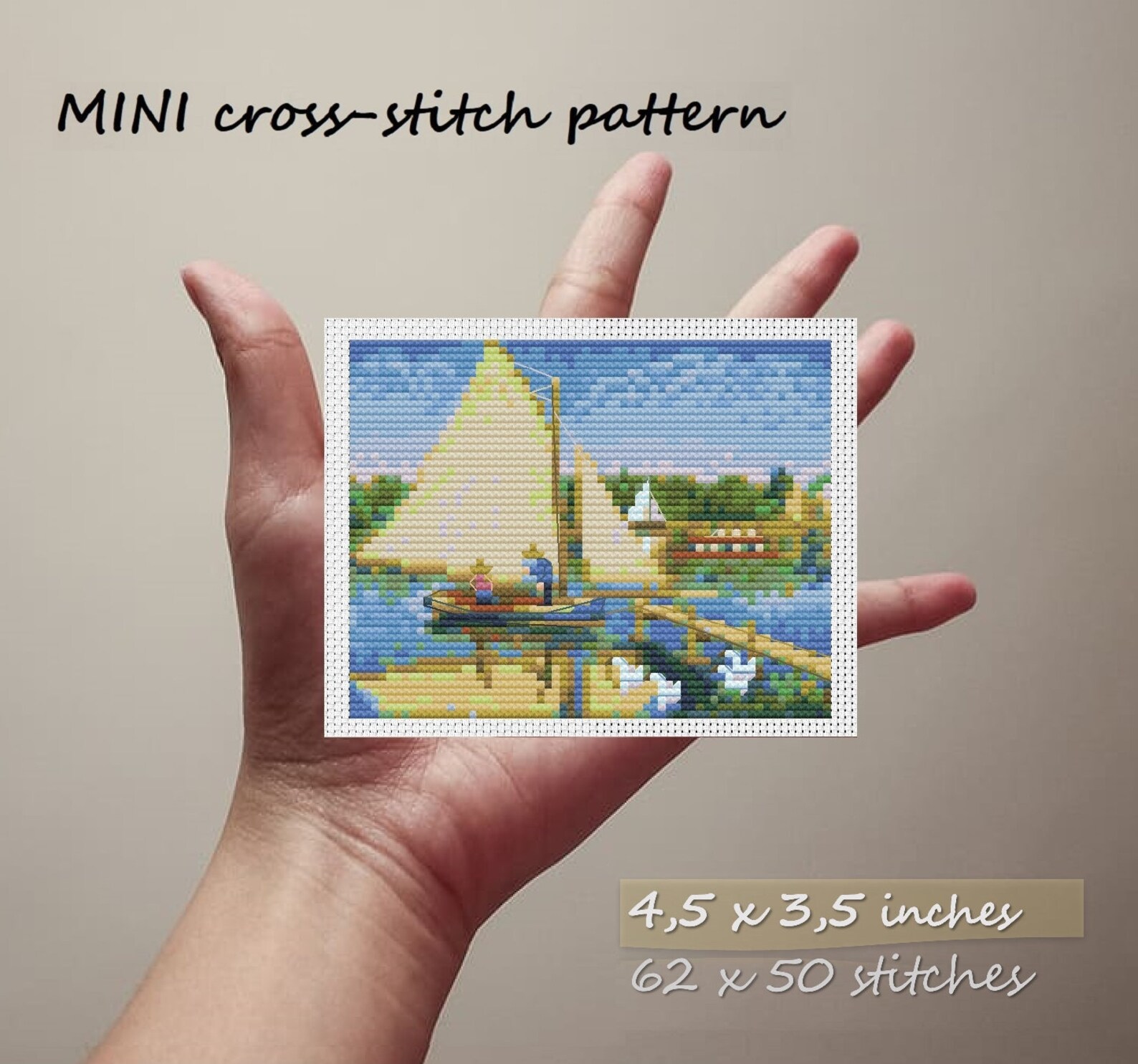 Monet Mini Cross Stitch Pattern Claude Monet Painting Boaters at ...