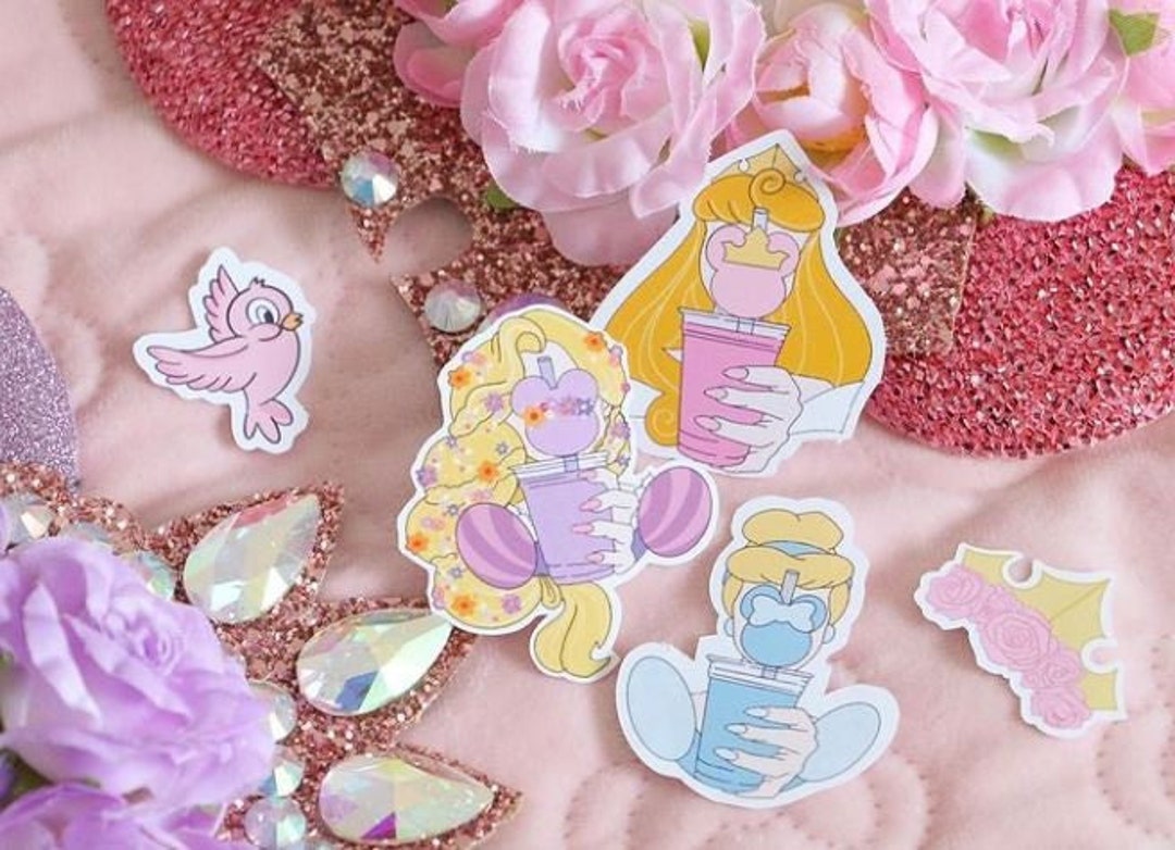 Princess Shake Stickers Park Snacks Sleeping Beauty Cinderella Sticker ...