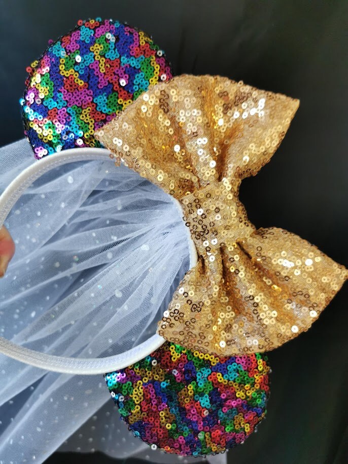 Design Your Own Bridal Minnie Veil Sequin Minnie Mouse - Etsy