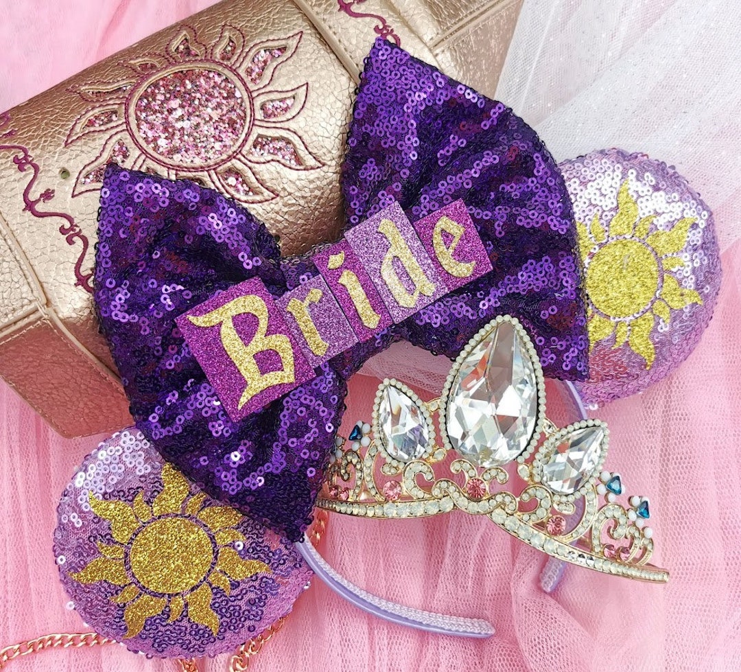 Design Your Own Rapunzel Bridal Minnie Veil Sequin Minnie Mouse Bride ...