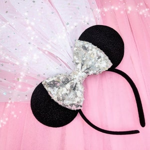 Design Your Own Bridal Minnie Veil Sequin Minnie Mouse Bridal Ears With ...