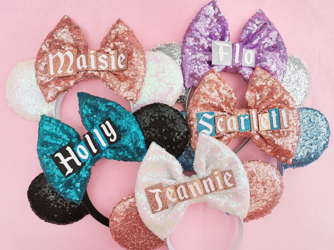 Custom Name Ears - Sequin Minnie Mouse Ears With Large Sequin Bow ...
