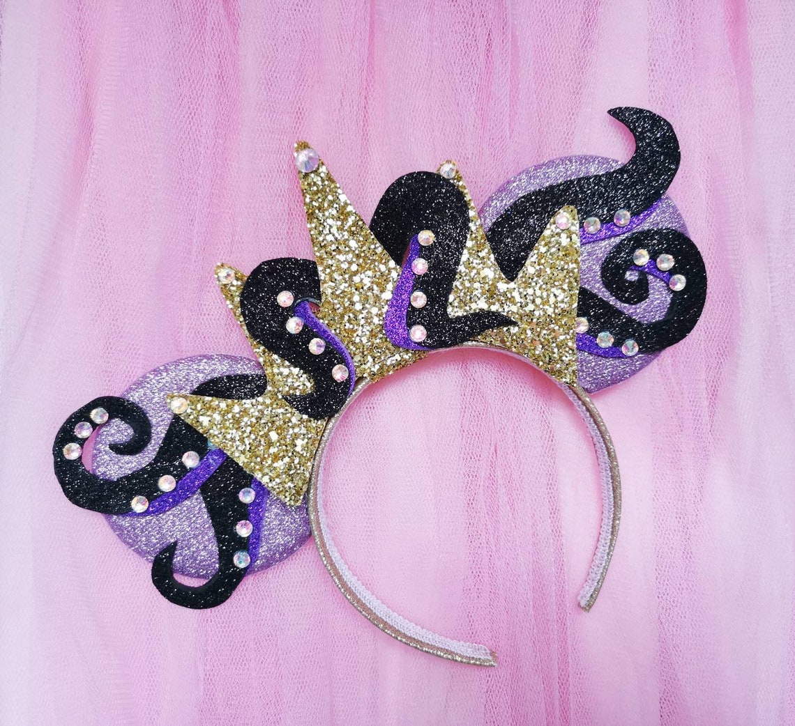 Ursula Inspired Minnie Mouse Ears With Gold Crown Sea Witch Headband ...