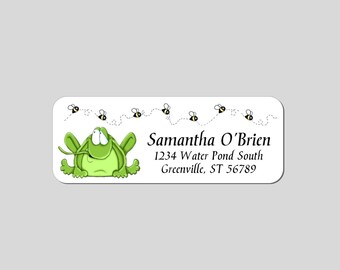 Pink and Green Frog Return Address Labels - Etsy