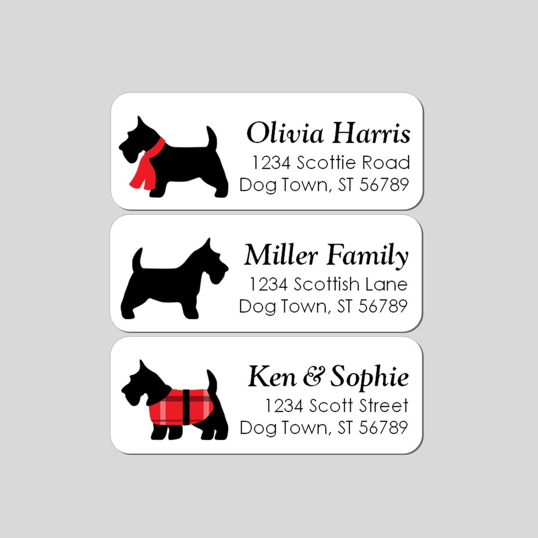 Scottie Dog Address Labels, Scottish Terrier Return Address Label ...