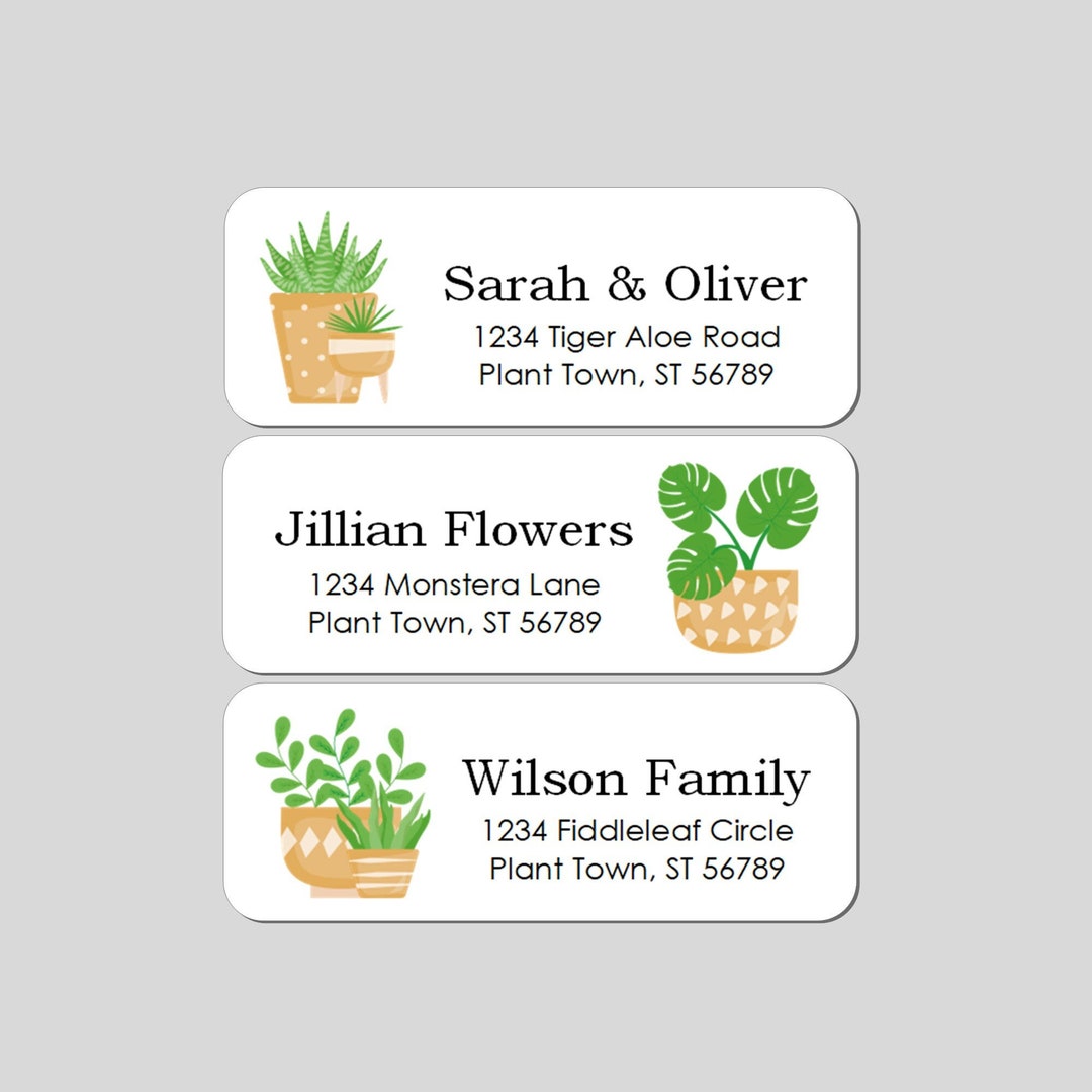 Plant, Potted Plants Address Labels, Plant Return Address Label, Green ...