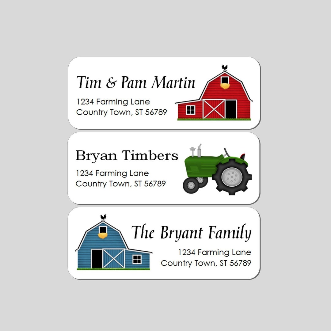 Barn Address Labels, Tractor Return Address Label, Farm Address ...