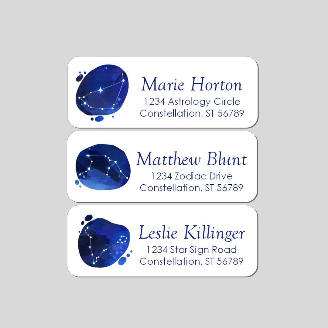 Zodiac Address Labels Constellation Return Address Label Celestial ...