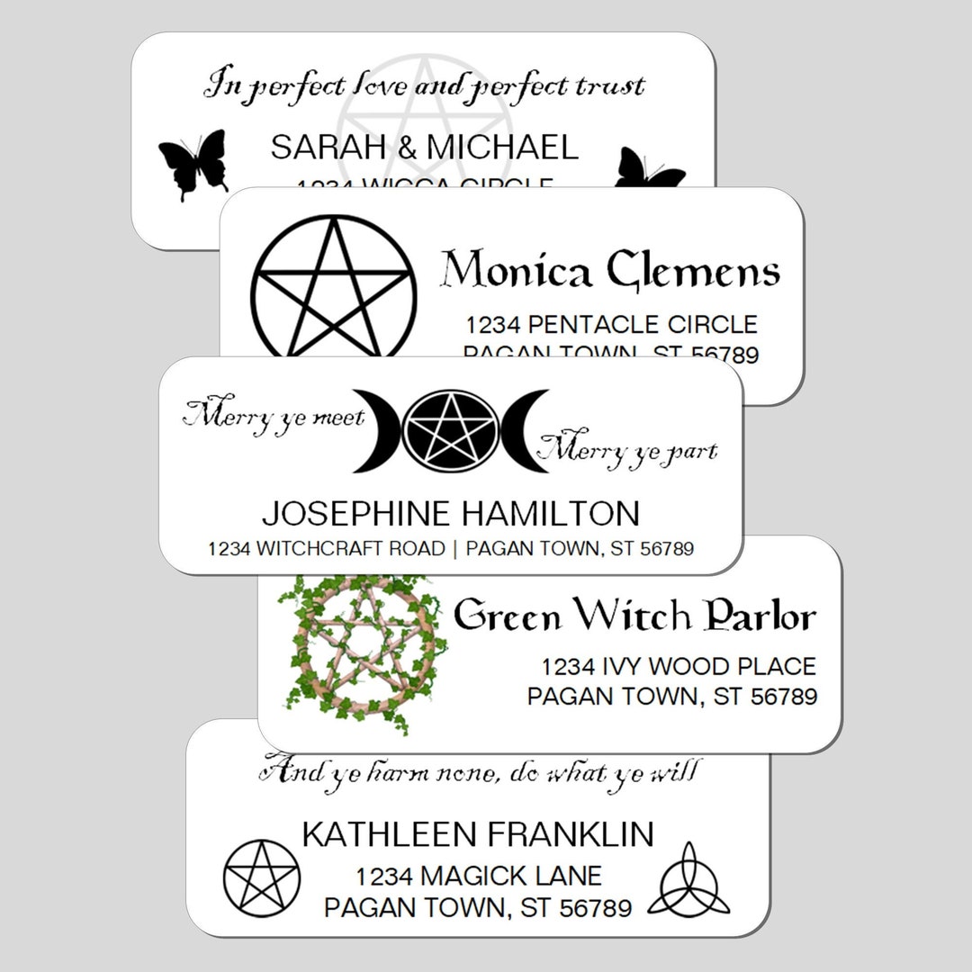 Pagan Address Labels Wicca Return Address Label, Pentagram, Pentacle ...