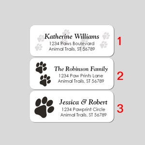 Paw Print Address Labels, Pawprint Return Address Label, Dog Paws, Cat ...