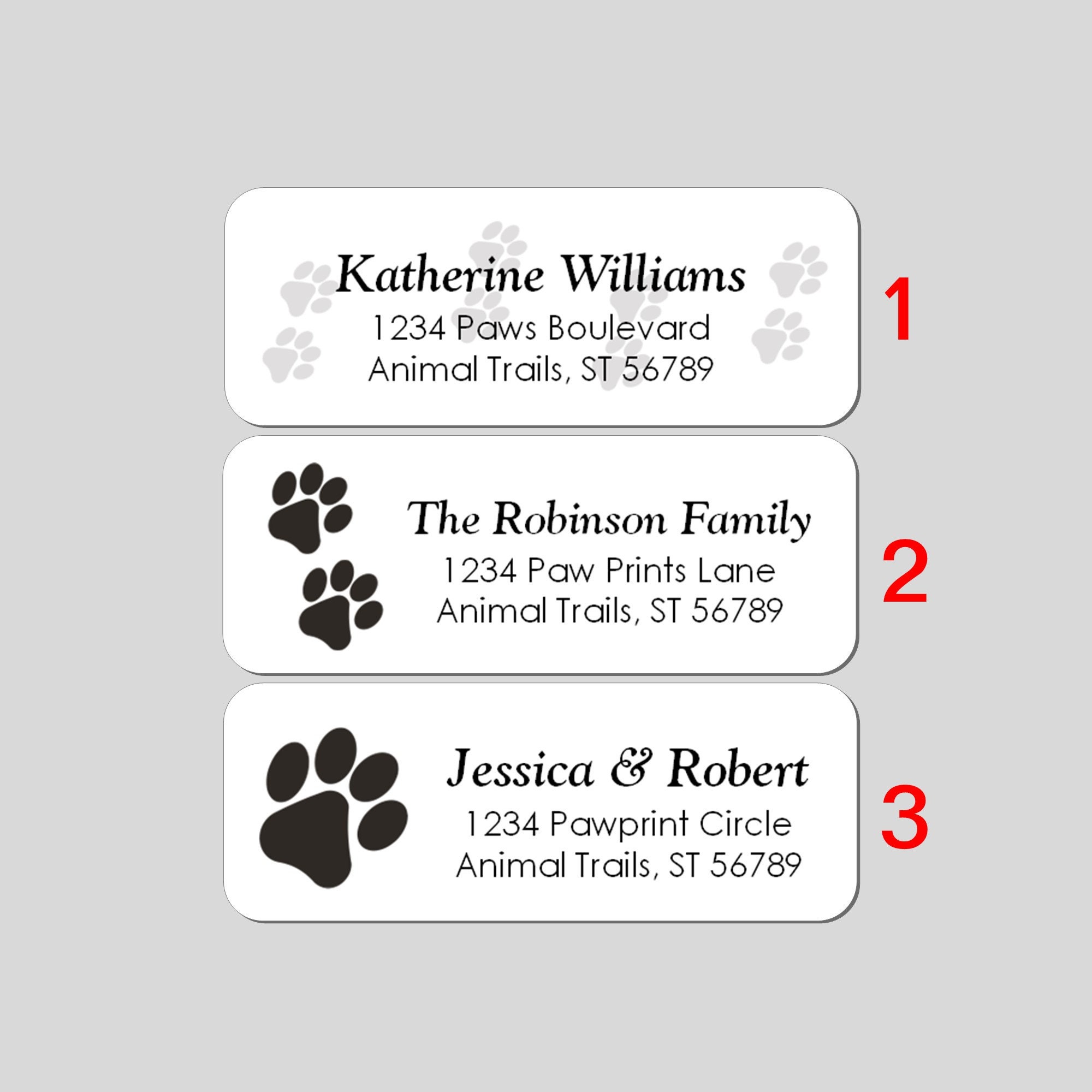 Paw Print Address Labels, Pawprint Return Address Label, Dog Paws, Cat ...